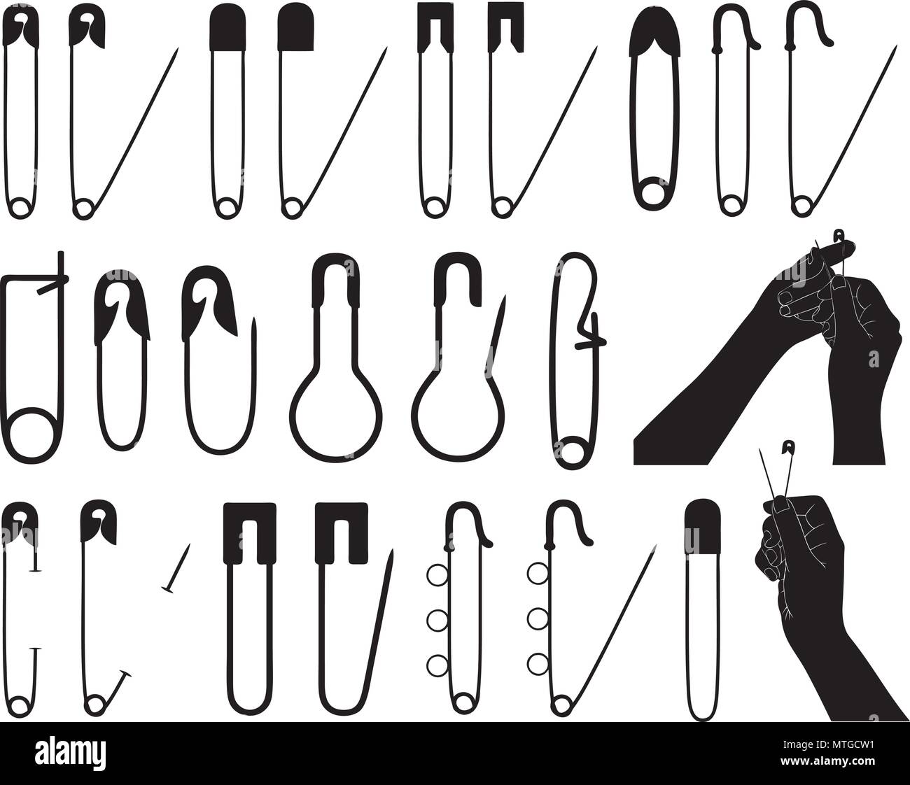 Set of different safety pins isolated on white Stock Vector Image & Art ...