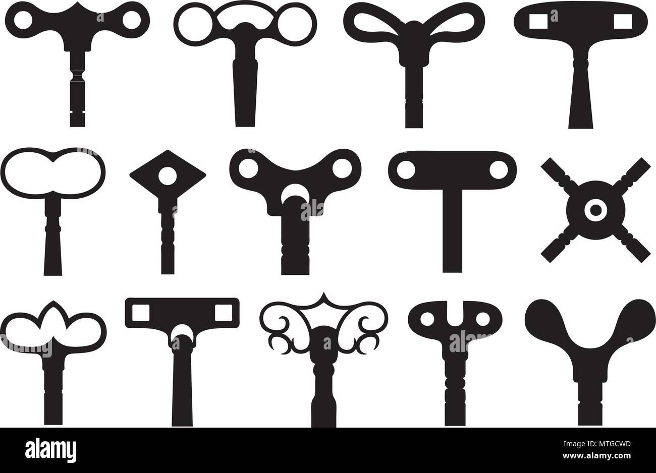 Set of different wind up keys isolated on white Stock Vector Image ...