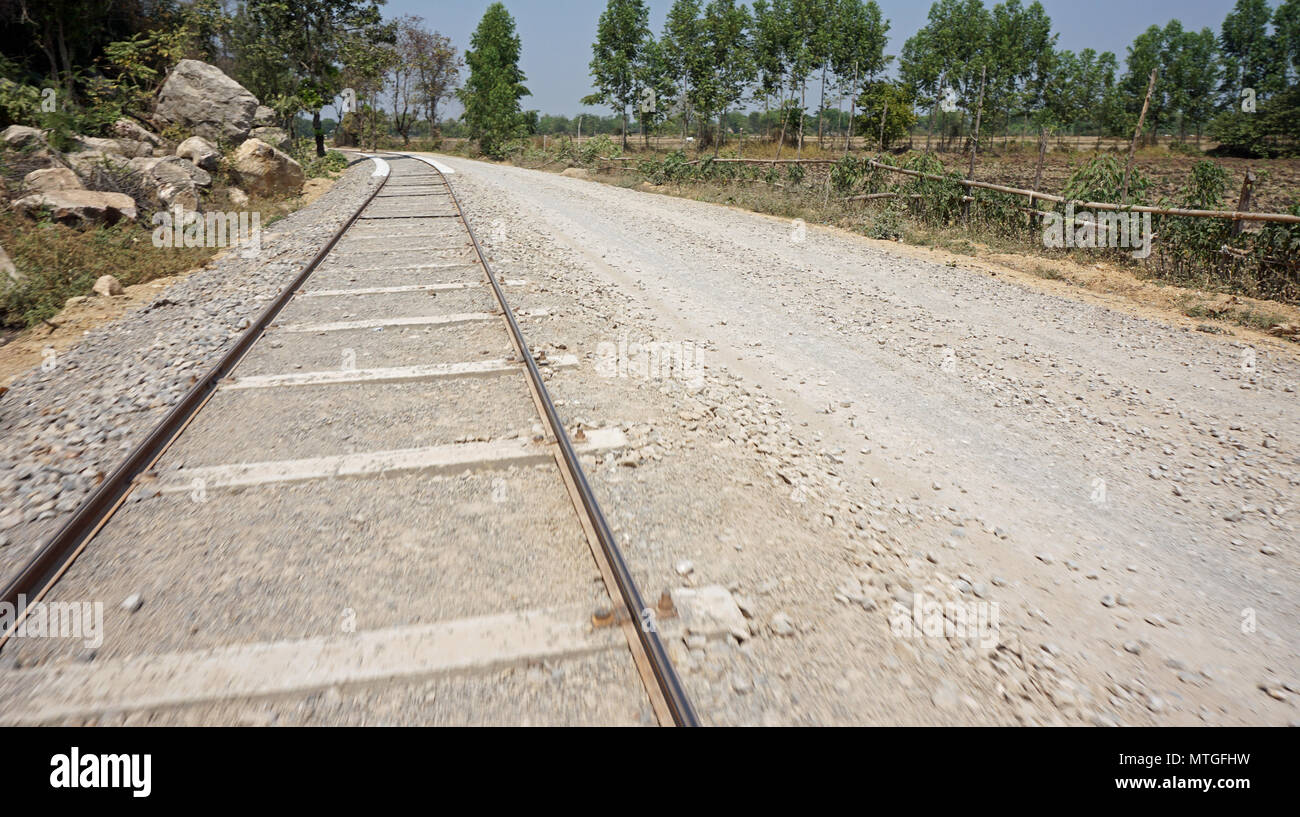 new bamboo train railway track in battambang in cambodia Stock Photo ...