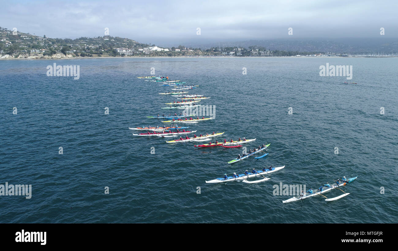 Outrigger Canoe teams competing in the Santa Barbara Rig Run 12 mile ...