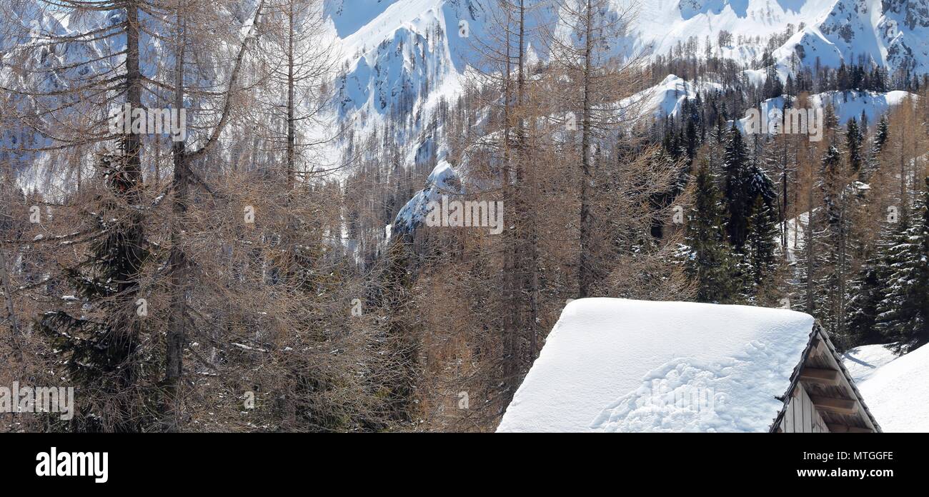 roof of a small hut in mountains with snow Stock Photo - Alamy