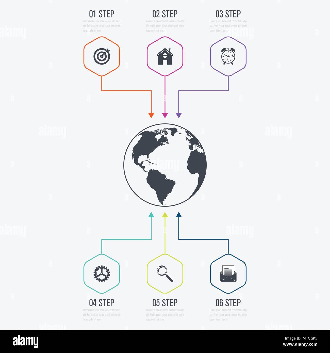 Vector illustration infographics six options. Data and information ...