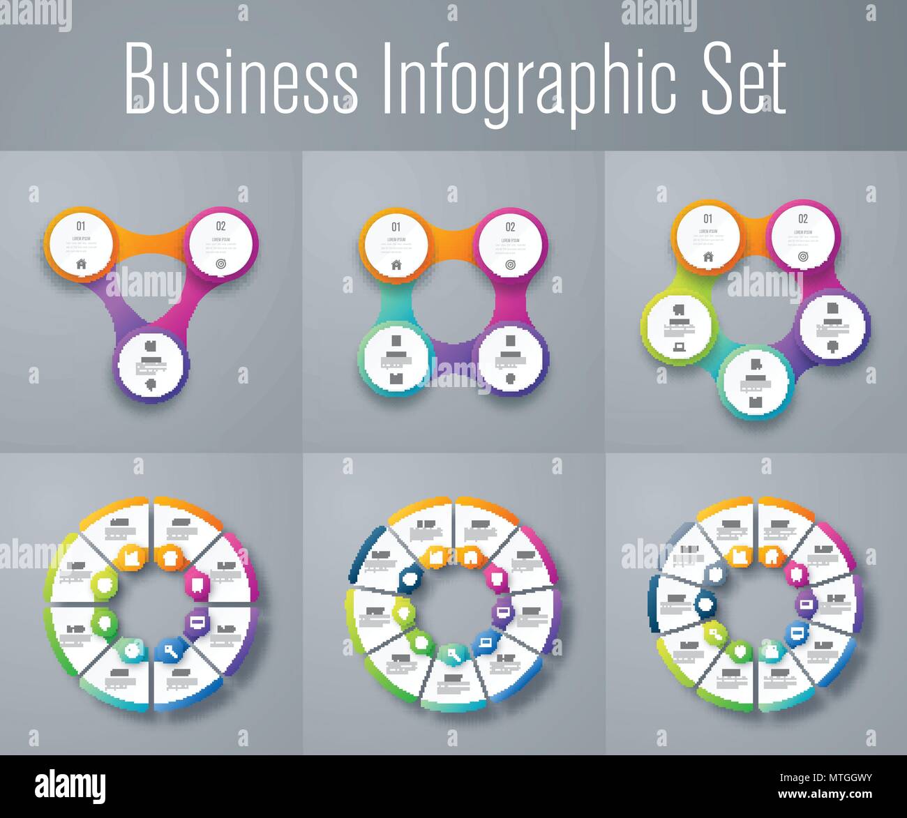 Set with infographics. Data and information visualization. Template. Stock vector. Dynamic ...