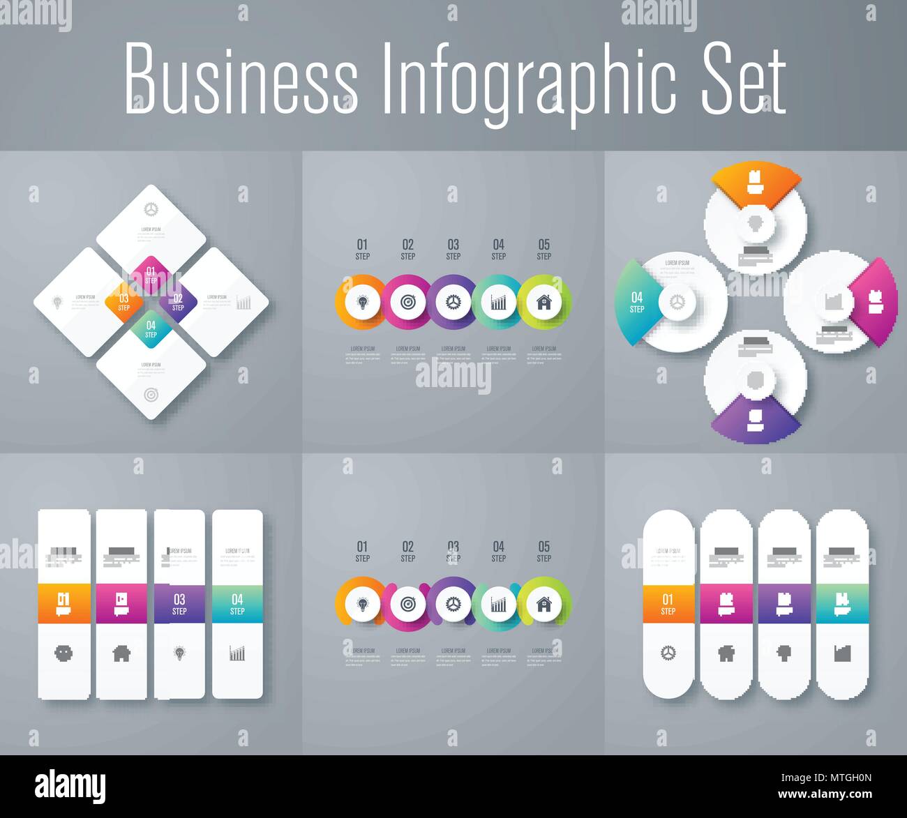 Set with infographics. Data and information visualization. Template ...