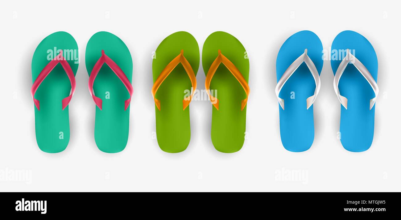 Beach Flip Flop Collection Set Vector Illustration Stock Vector Image ...