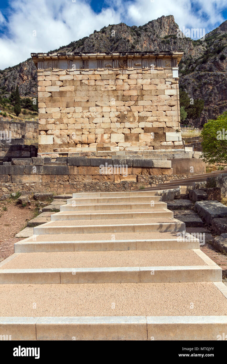 Treasury of Athens in Ancient Greek archaeological site of Delphi ...