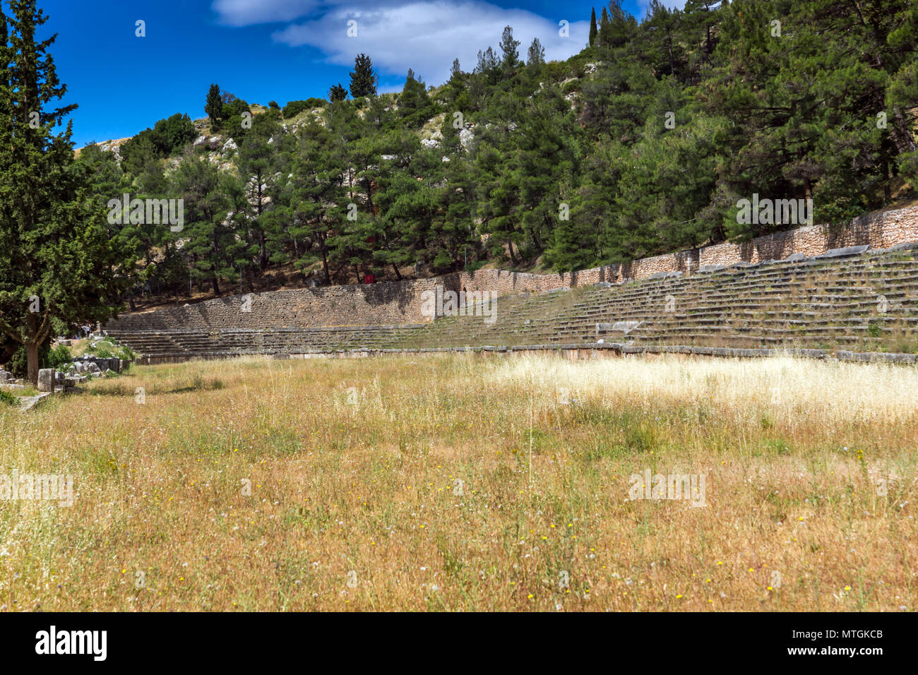 Panoramic view of Stadium at Ancient Greek archaeological site of ...