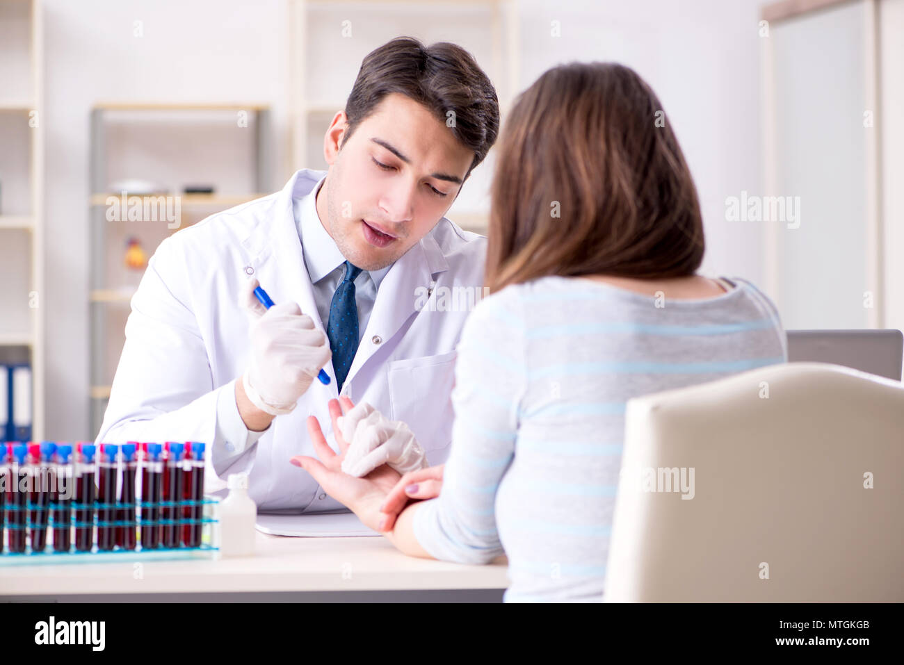 Patient during blood test sampling procedure taken for analysis Stock ...