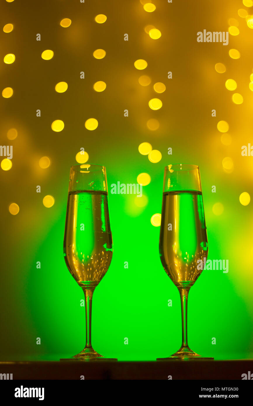 Champagne sparkling wine glasses of prosecco cava in nightclub party ...