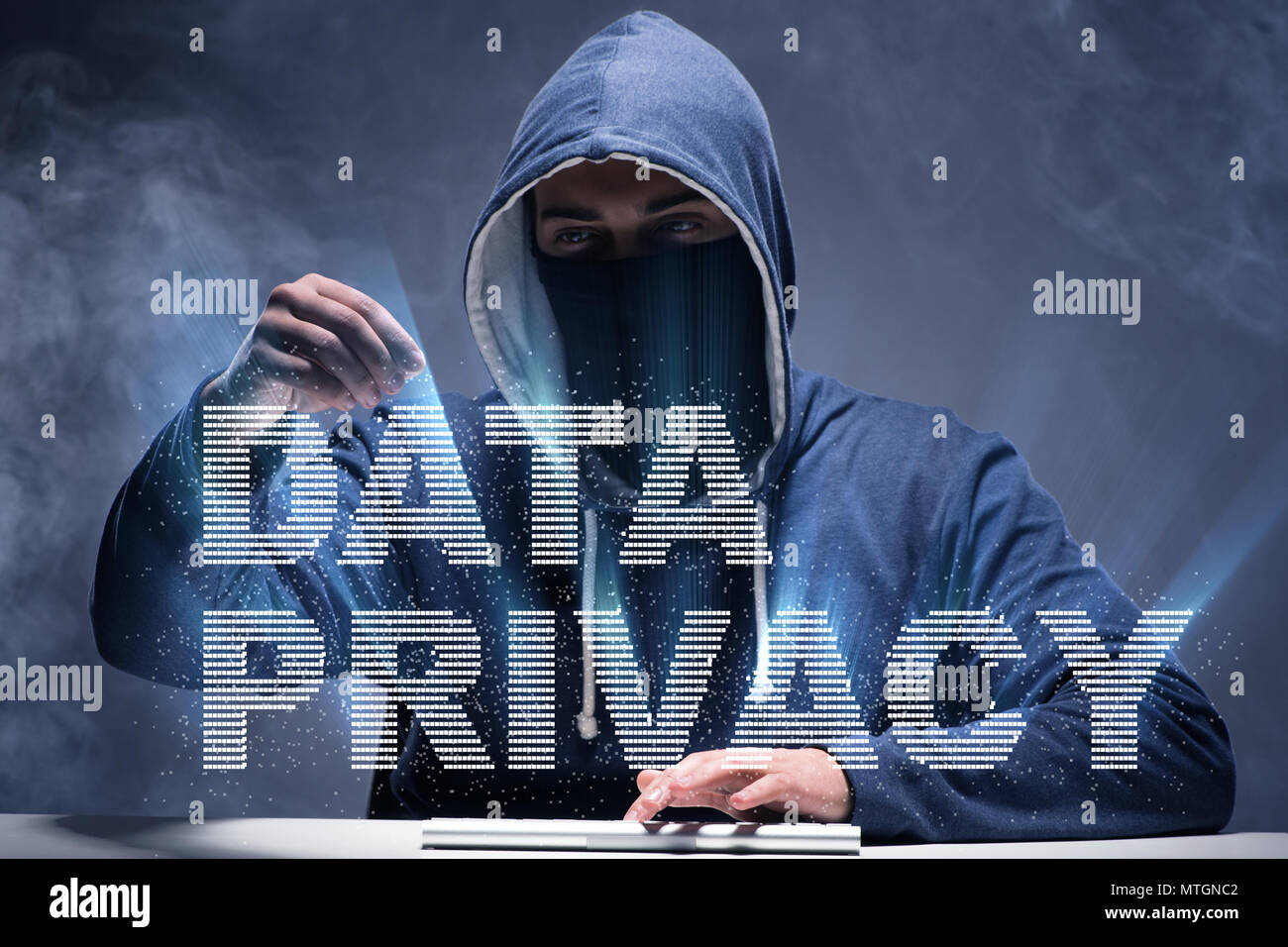 Data privacy concept with hacker stealing personal information Stock ...