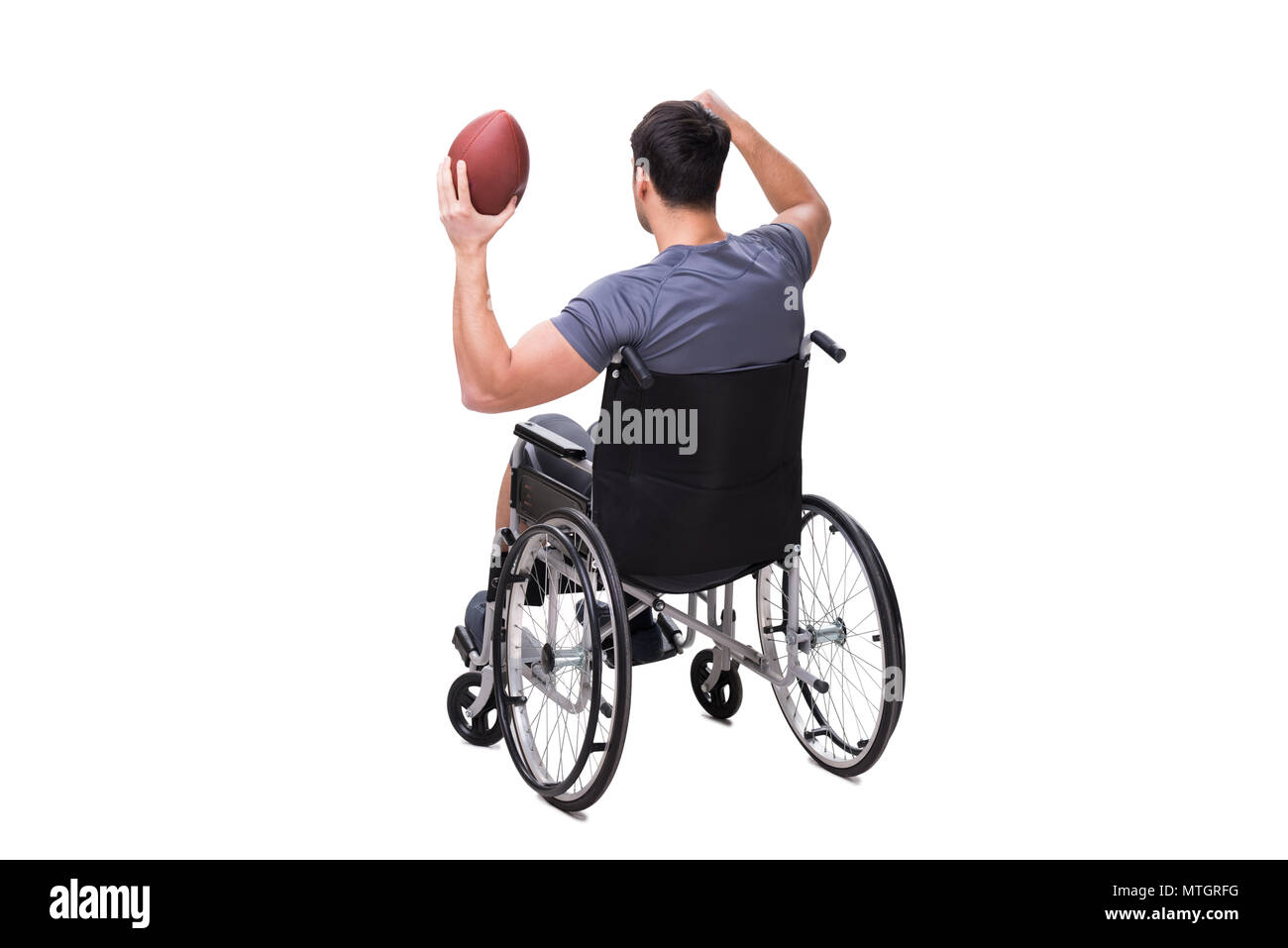 Football player recovering from injury on wheelchair Stock Photo - Alamy