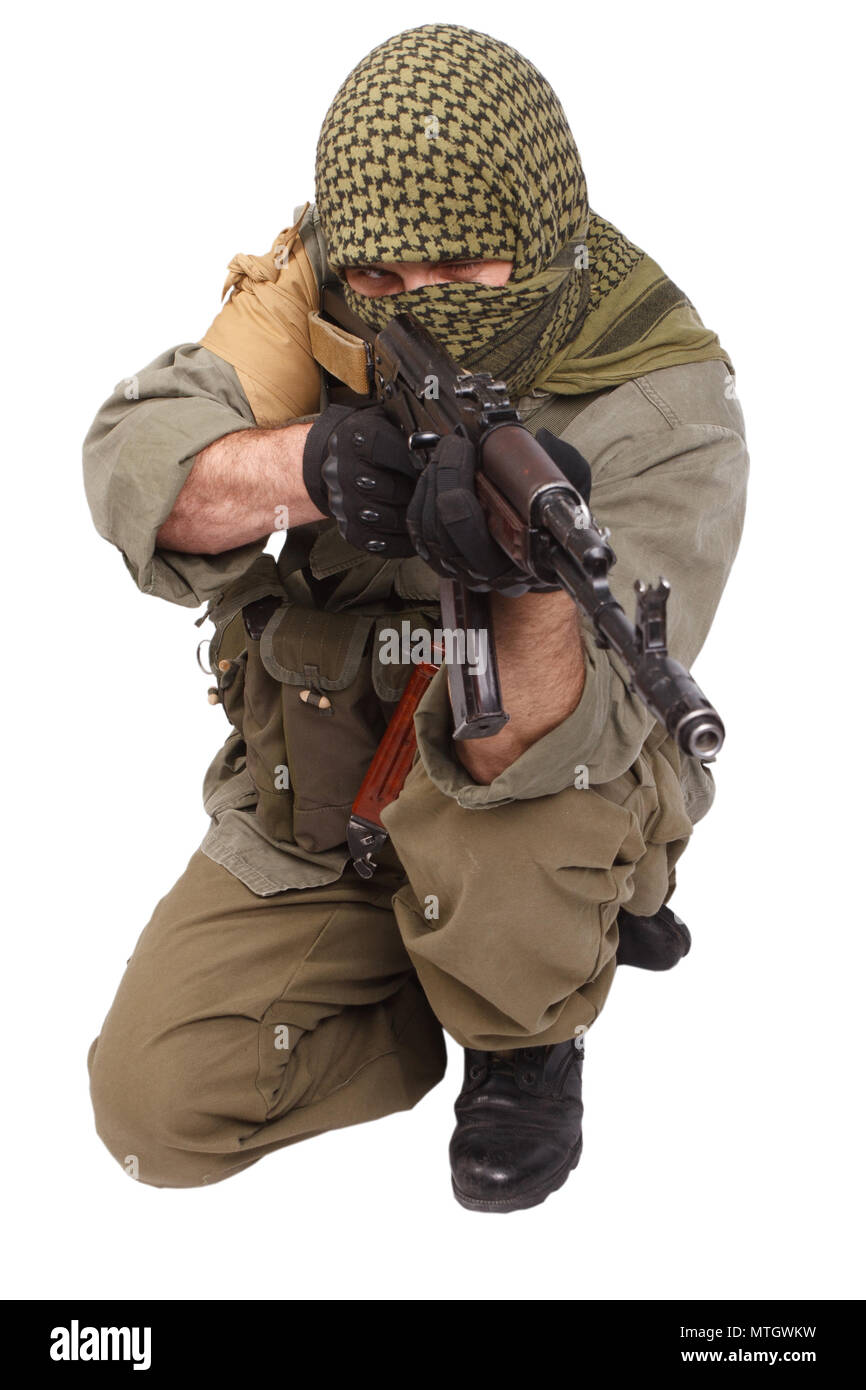 mercenary with AK 47 Stock Photo - Alamy