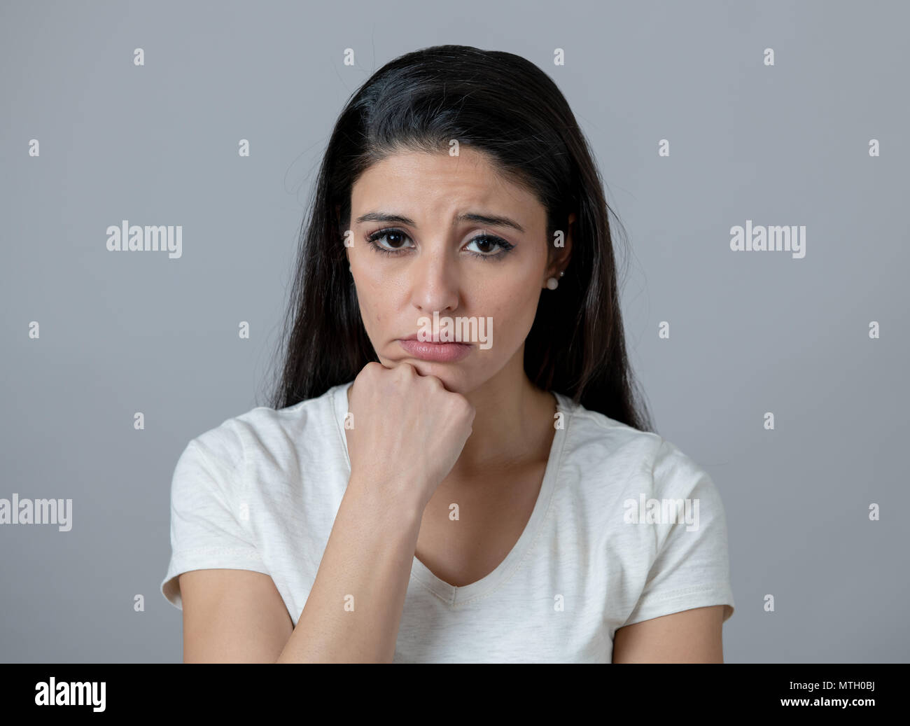 Close up portrait of a beautiful young latin hispanic woman with a ...