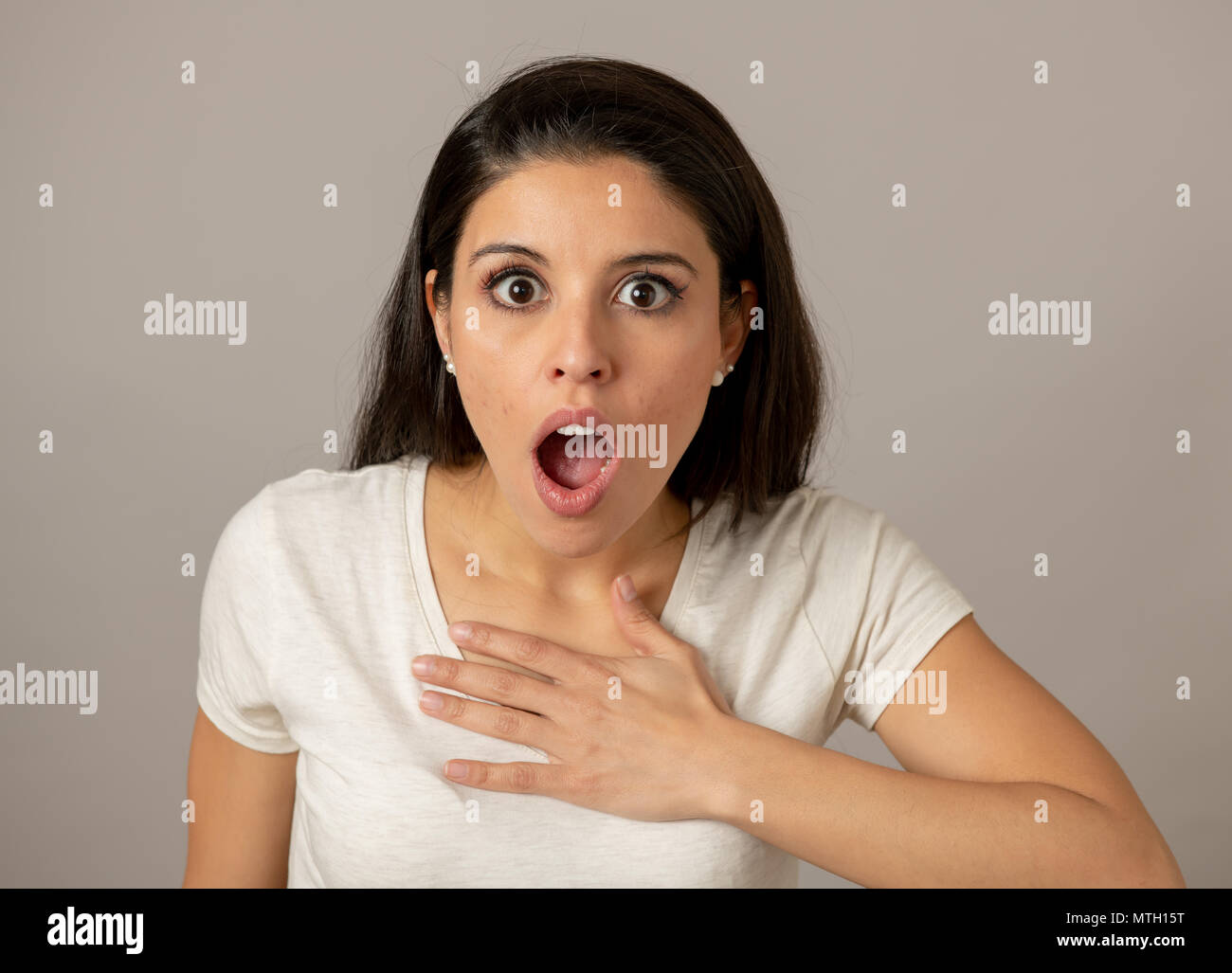 Close up portrait of a beautiful young latin hispanic woman with a ...