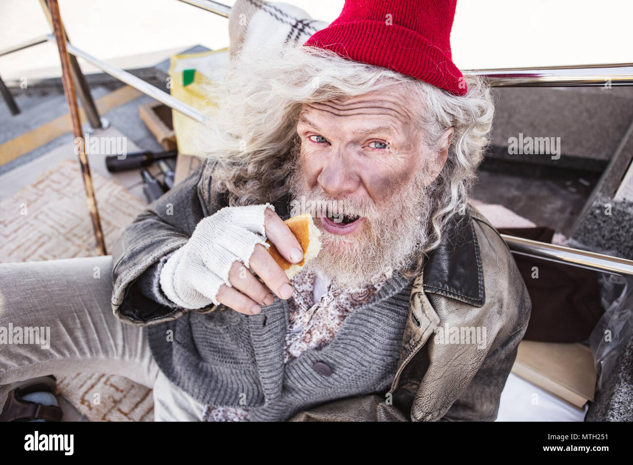 Hungry poor man opening his mouth Stock Photo - Alamy