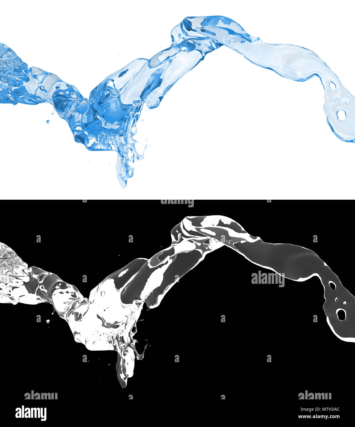 3D animation of a blue water flow with alpha Stock Photo - Alamy