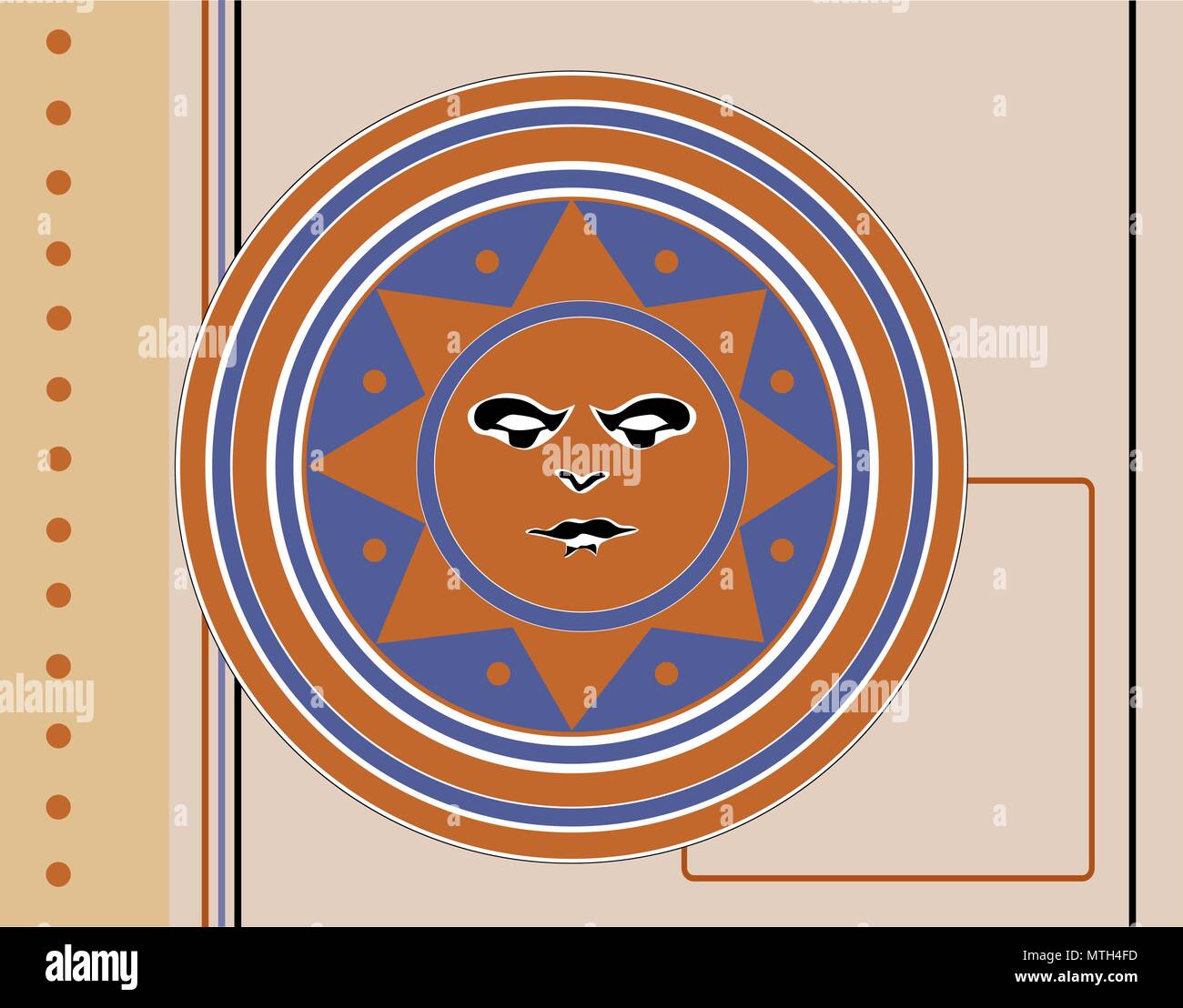 Angry sun illustration in blue circle on wall Stock Vector Image & Art ...