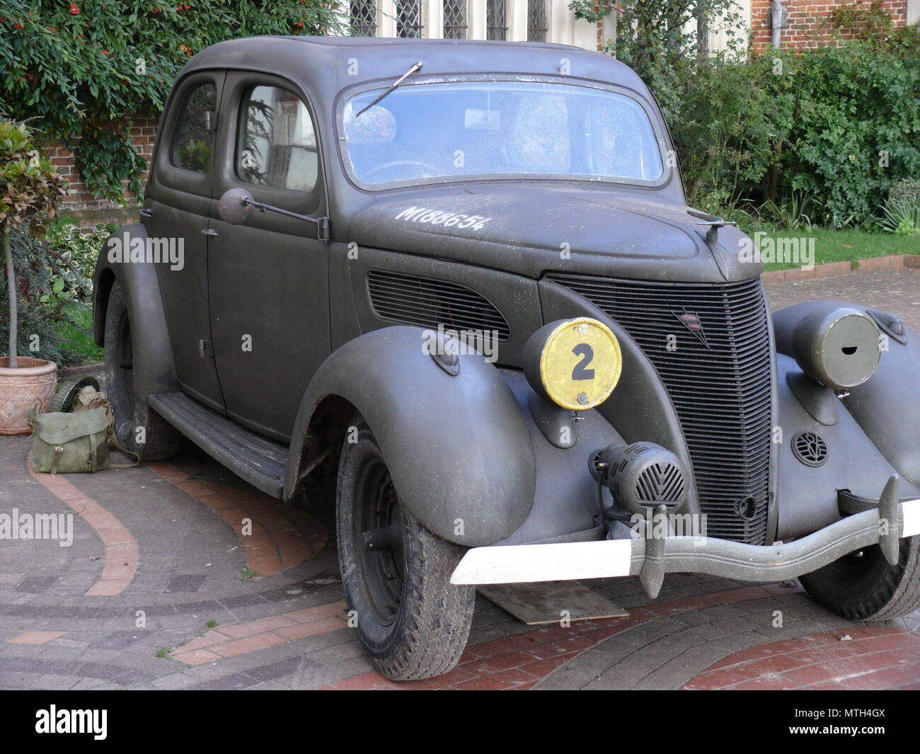 Front view of a WW2 staff car, with covered headlights Stock Photo - Alamy