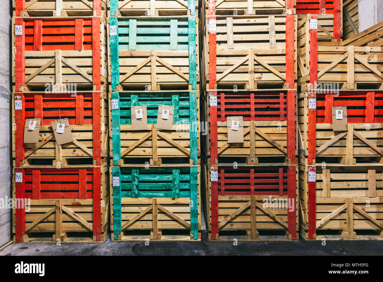 Champagne boxes warehouse hi-res stock photography and images - Alamy