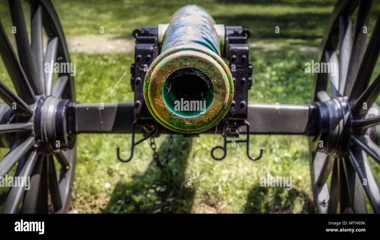 The front view of a Civil War cannon quietly sitting in West Virginia ...