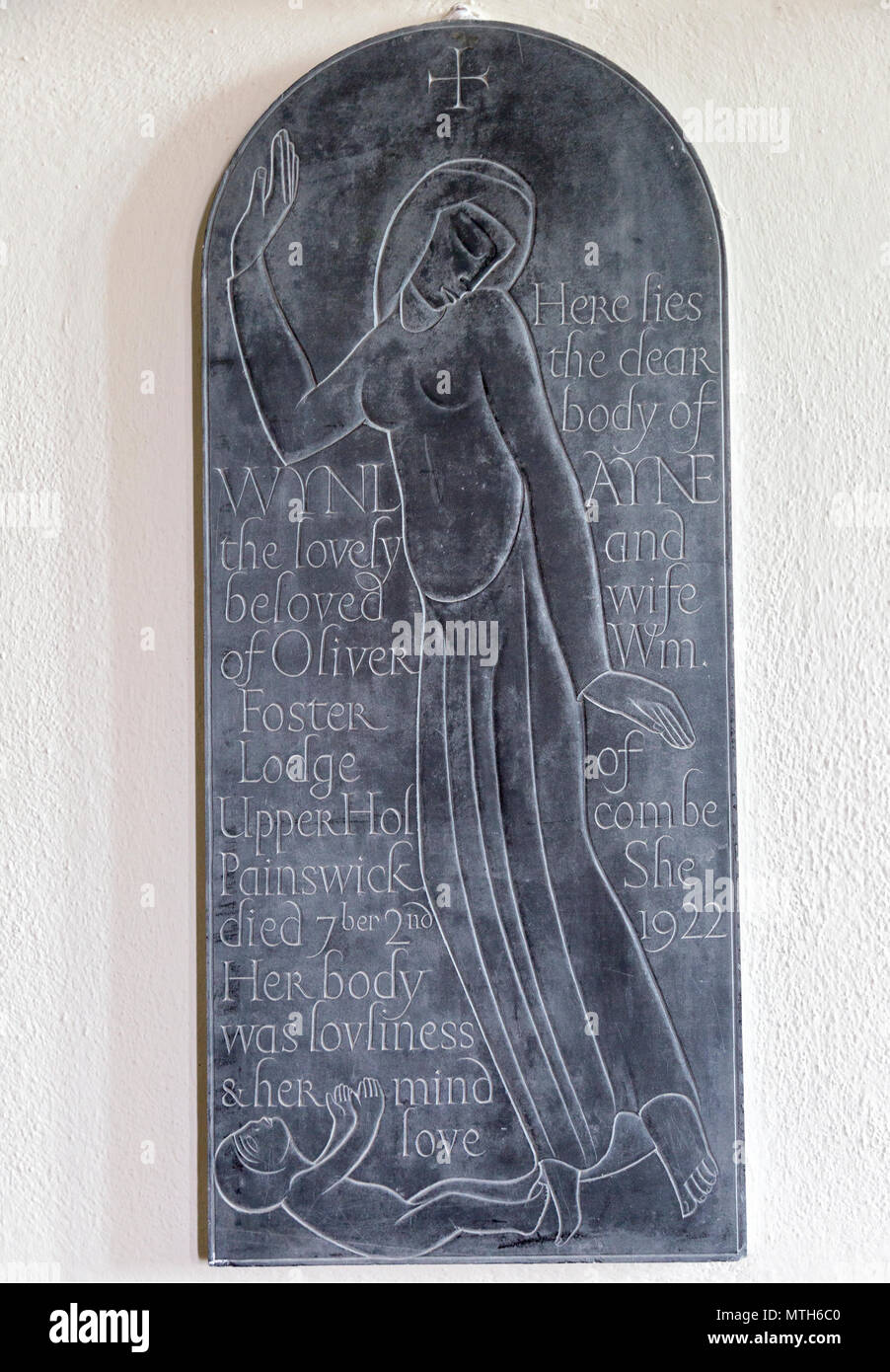 Eric Gill engraved slate memorial tablet in village parish church of ...