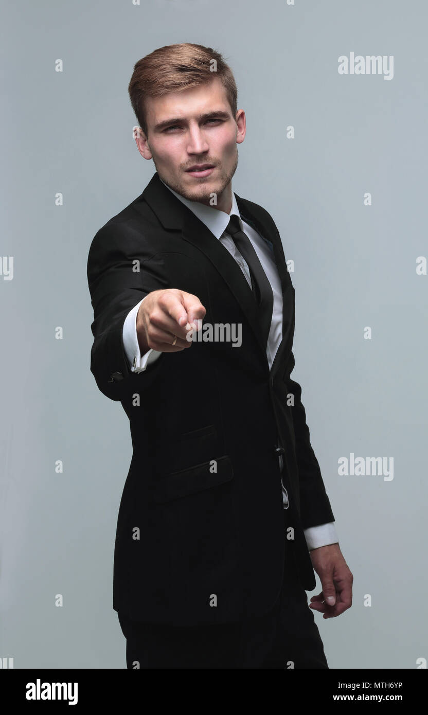 closeup of a confident businessman pointing his finger forward Stock ...
