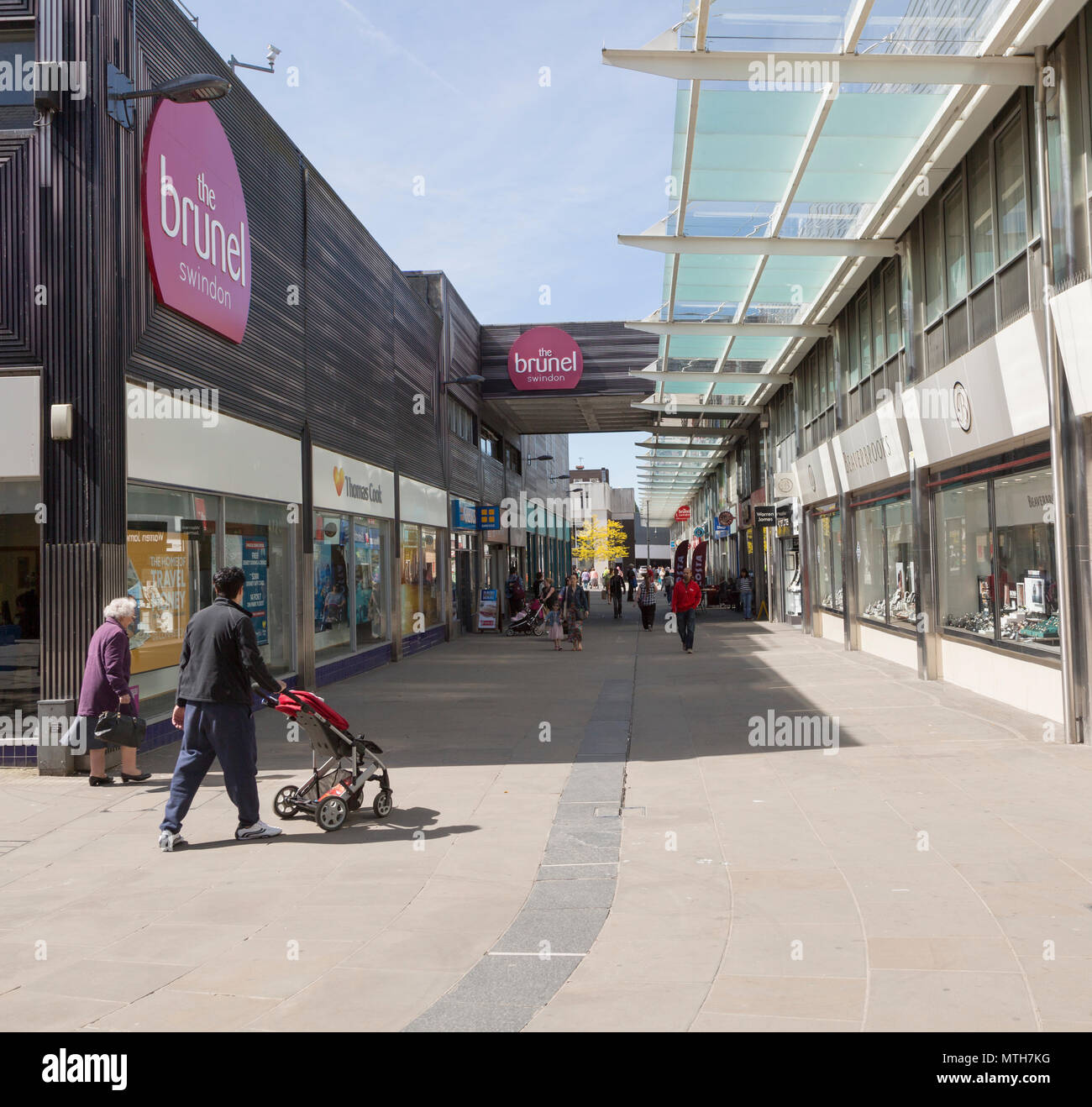 Brunel Centre pedestrianised street from Regent Street, town centre of ...