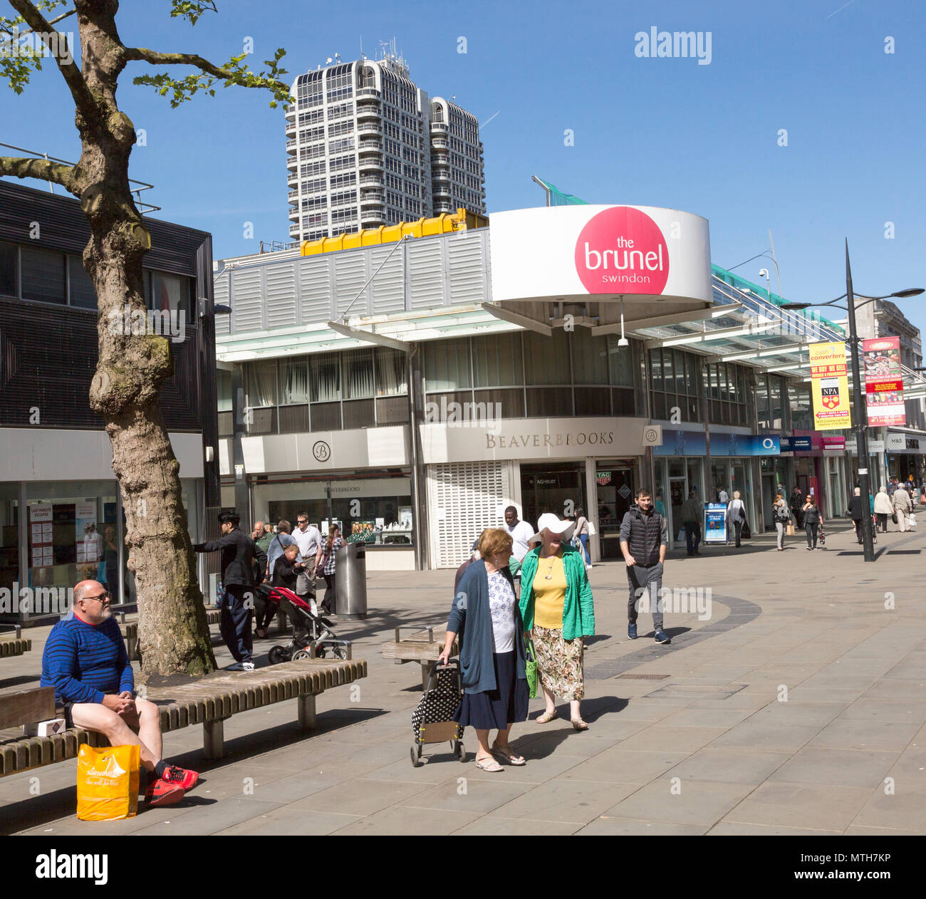 People shopping in pedestrianised street in Regent Street, town centre ...