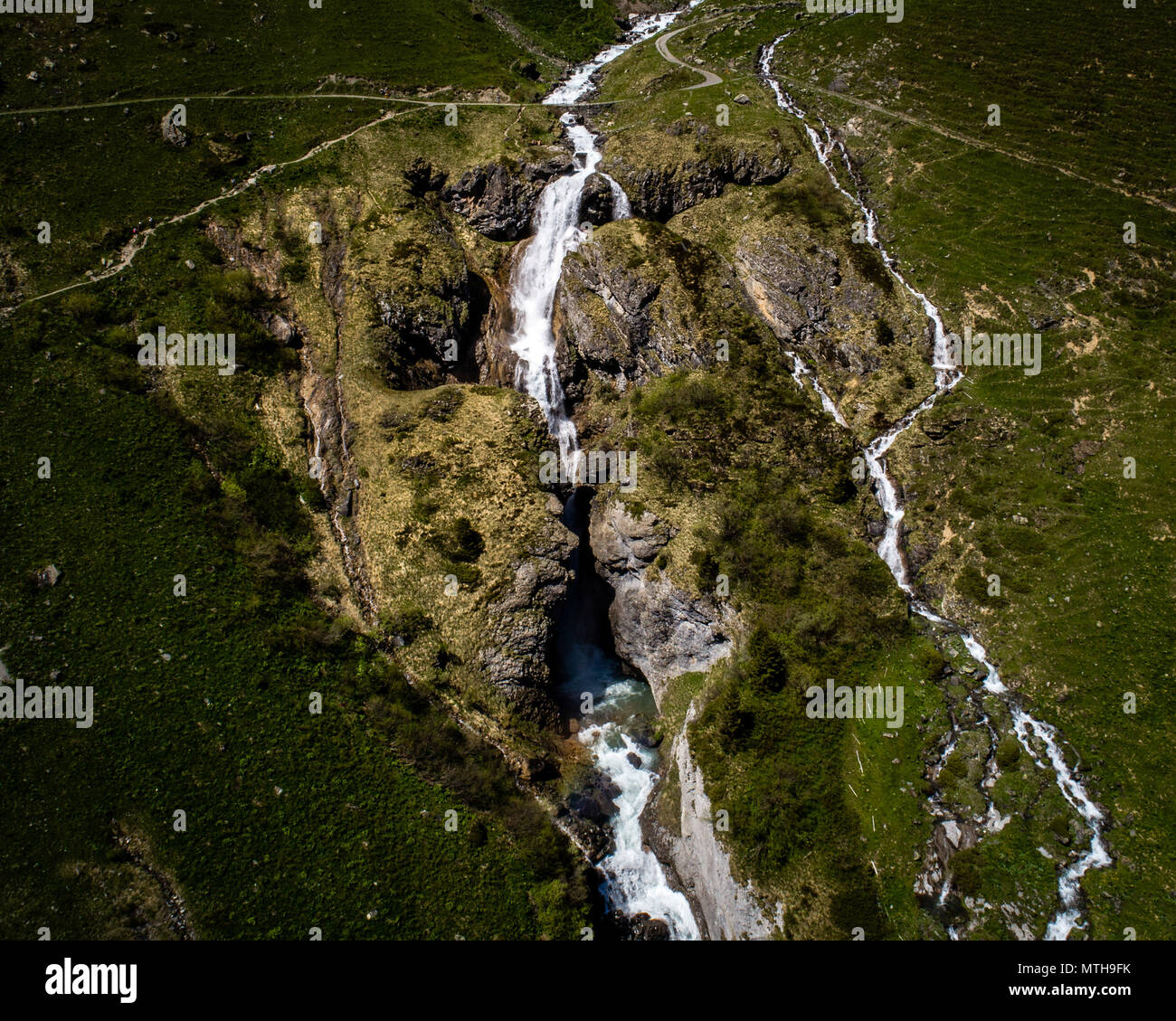 aerial shot waterfall, engelberg switzerland drone Stock Photo - Alamy