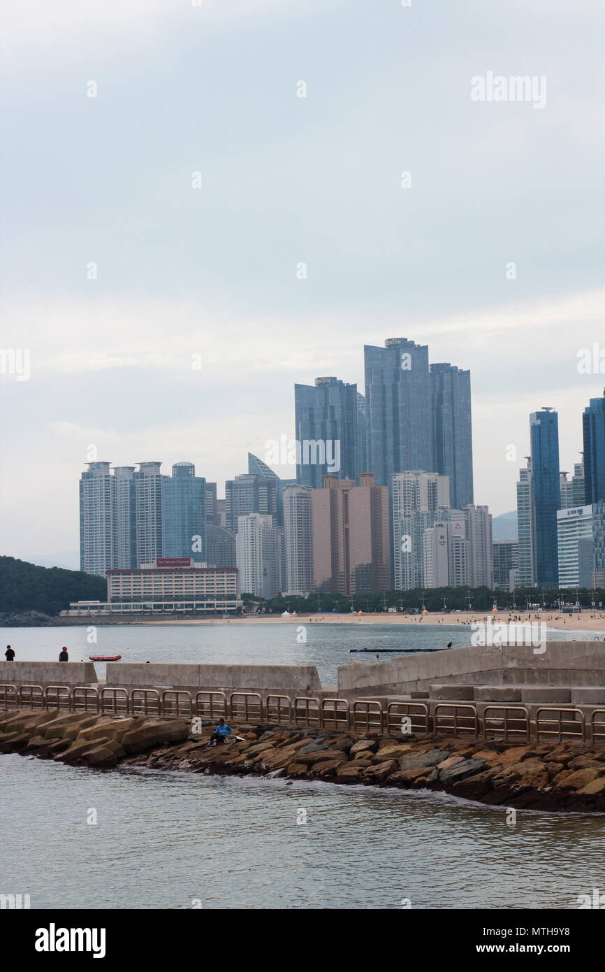 Seawall of Haeundae beach, Busan, South Korea Stock Photo - Alamy