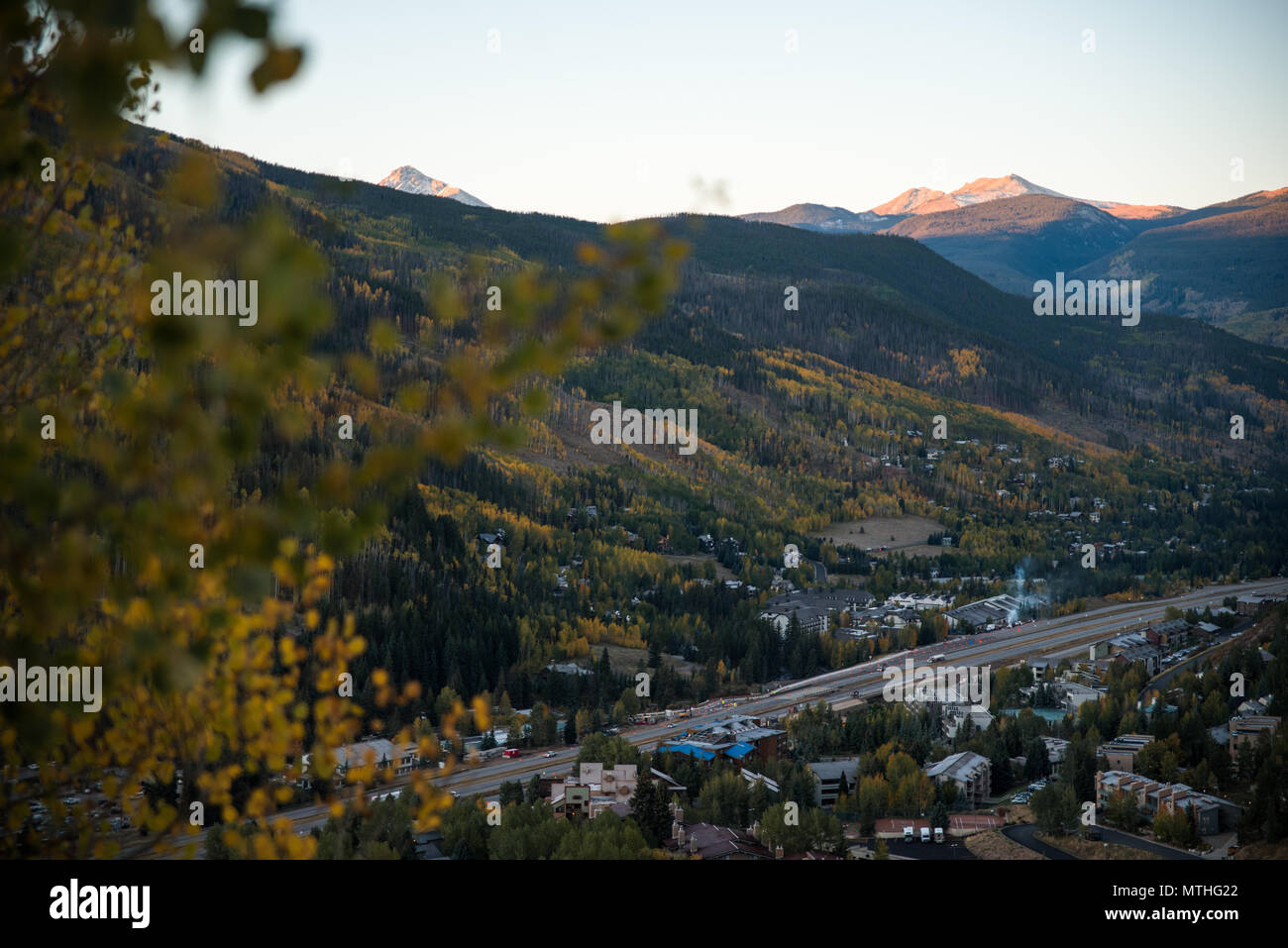 Sunrise over Vail Valley, Colorado during early Autumn Stock Photo - Alamy