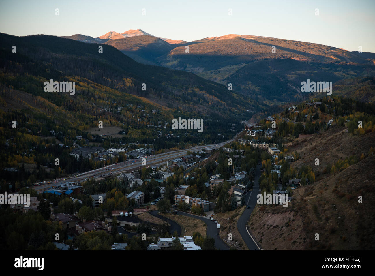 Sunrise over Vail Valley, Colorado during early Autumn Stock Photo - Alamy