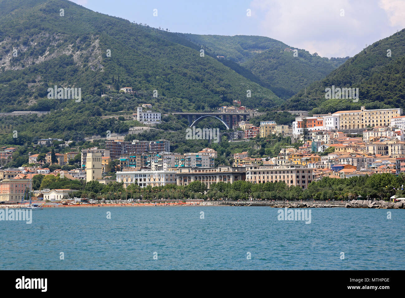 Cityscape of Salerno Town in South Italy From Sea Stock Photo - Alamy
