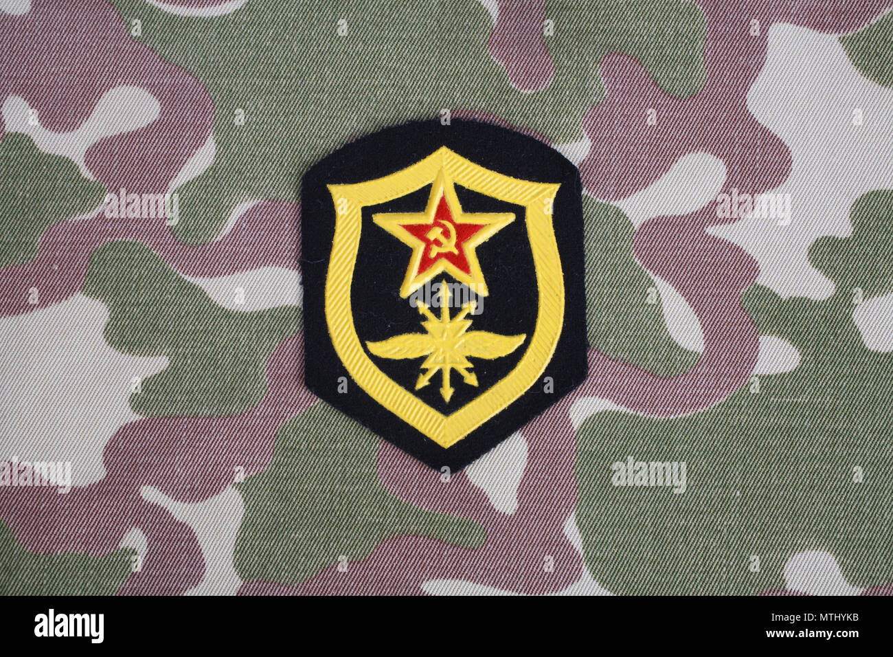 Soviet Army Signal Troops shoulder patch on camouflage uniform Stock ...