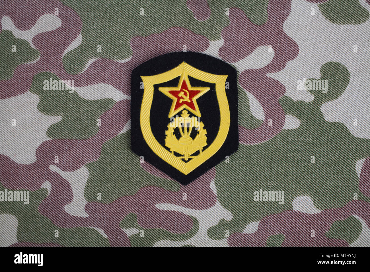 Soviet Army Combat engineer shoulder patch on camouflage uniform Stock ...