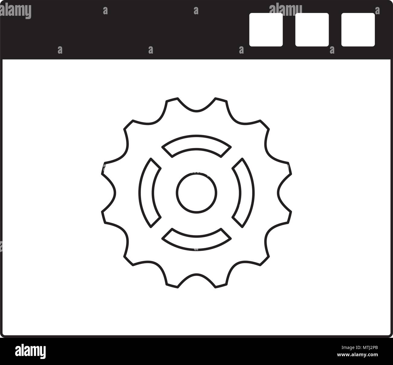 web interface with gear wheel icon over white background, vector ...