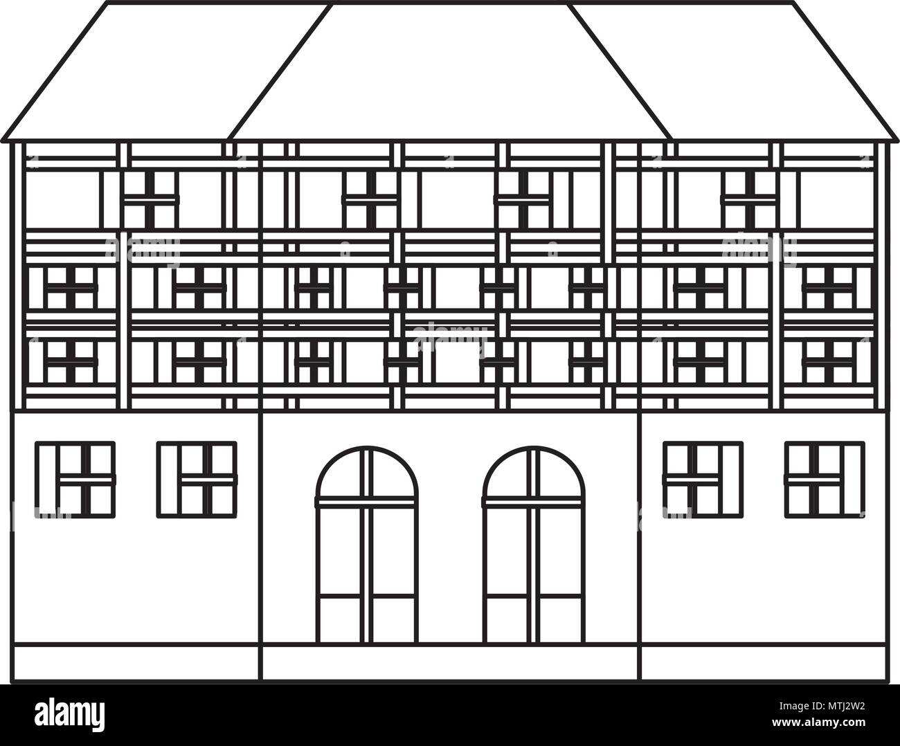 Old Traditional German Building icon over white background, vector ...