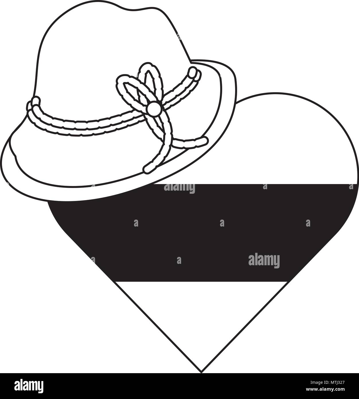 Alpine hat and german flag in heart shape over white background, vector ...