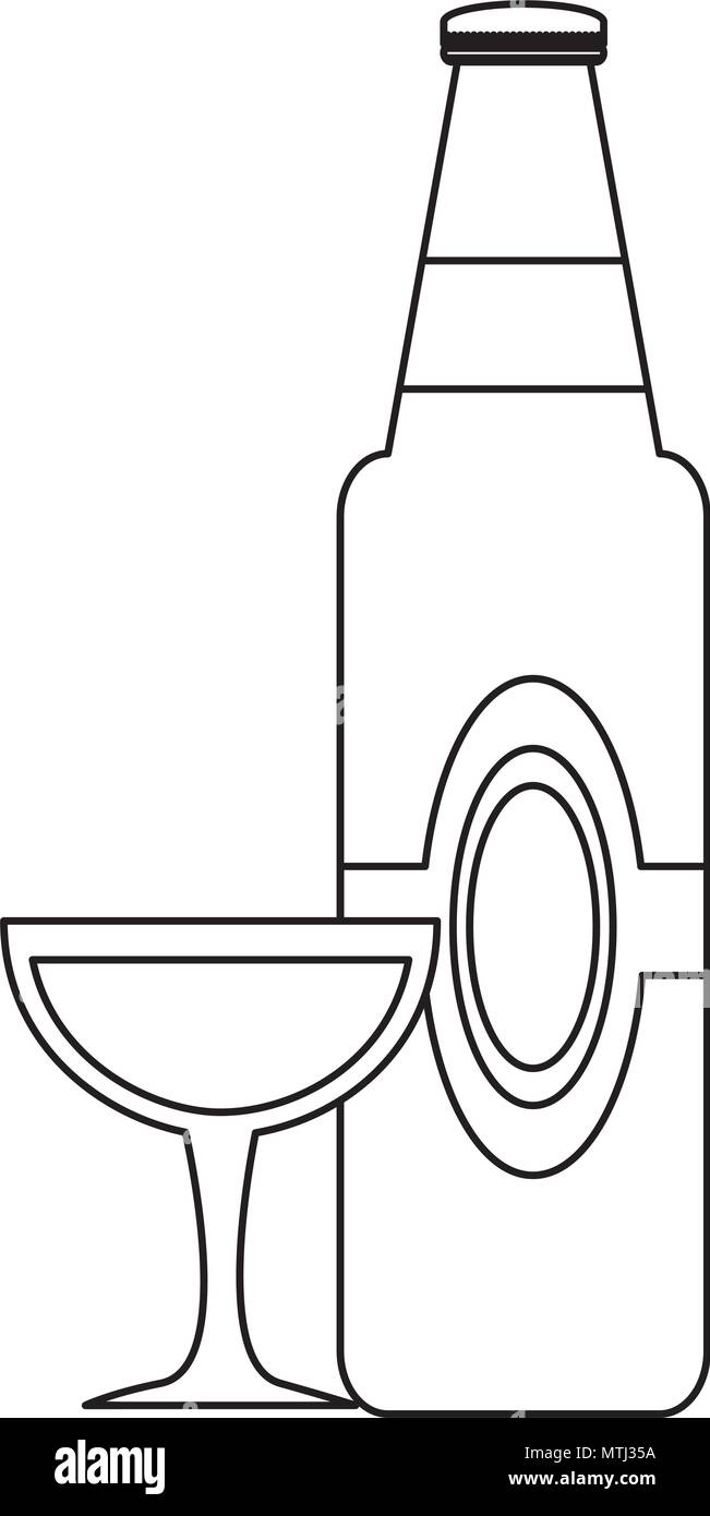 german beer bottle and cup over white background, vector illustration ...