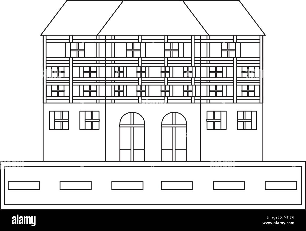 Old Traditional German Building icon over white background, vector ...