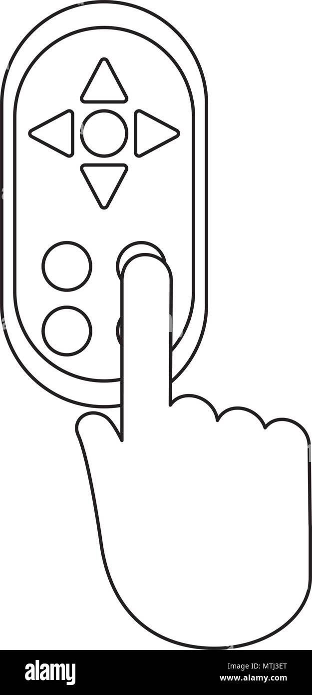 hand touching a control icon over white background, vector illustration ...