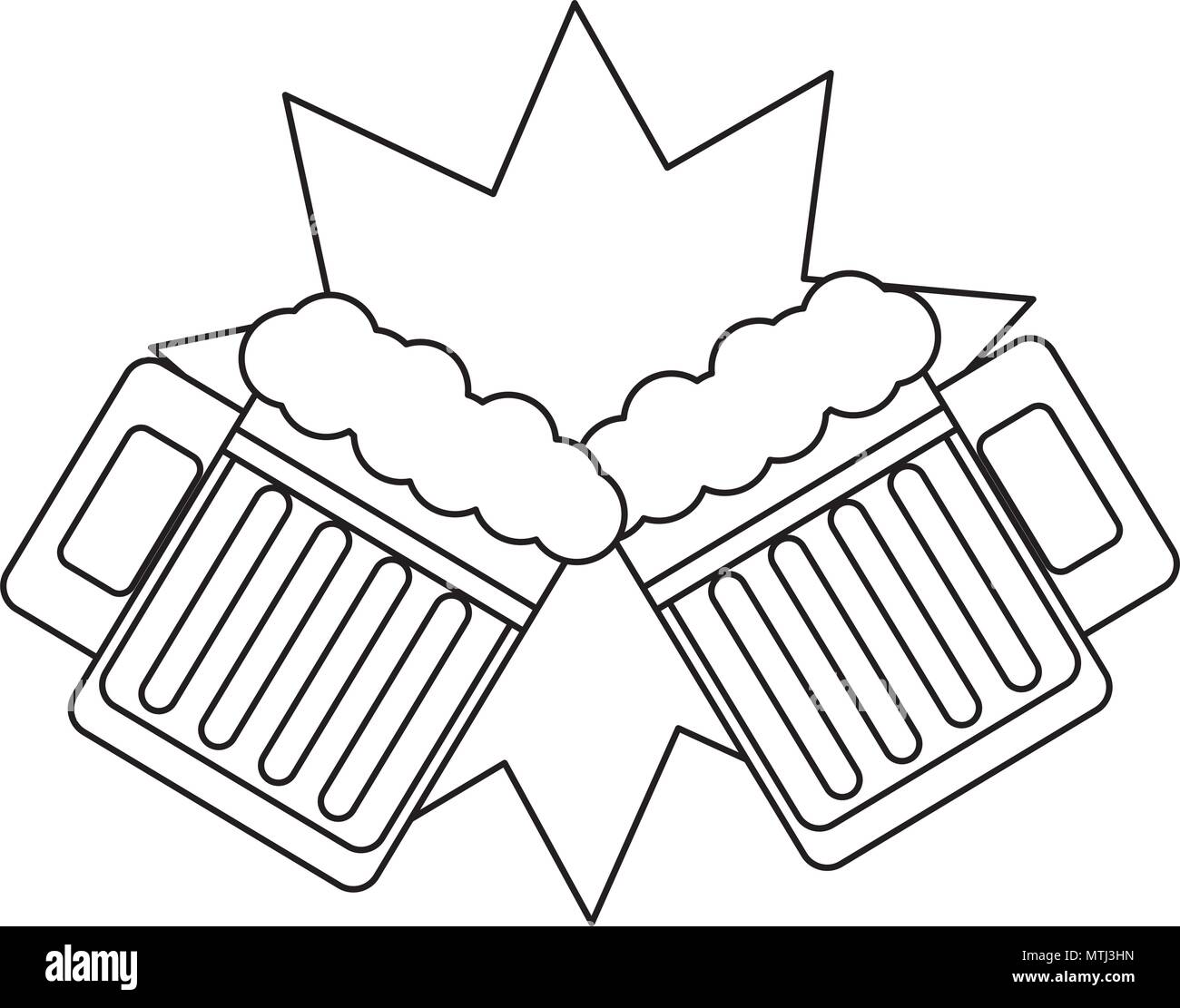 beer mugs, cheers symbol. over white background, vector illustration ...