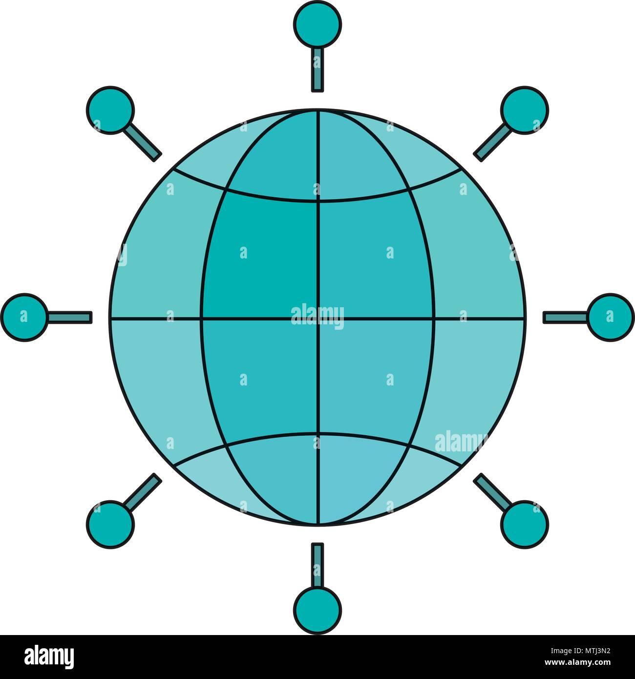 global sphere icon, interactivity symbol. over white background, vector ...