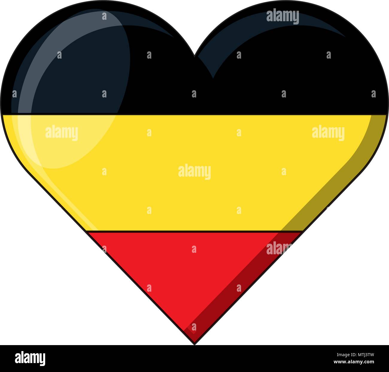 german flag in heart shape over white background, vector illustration ...
