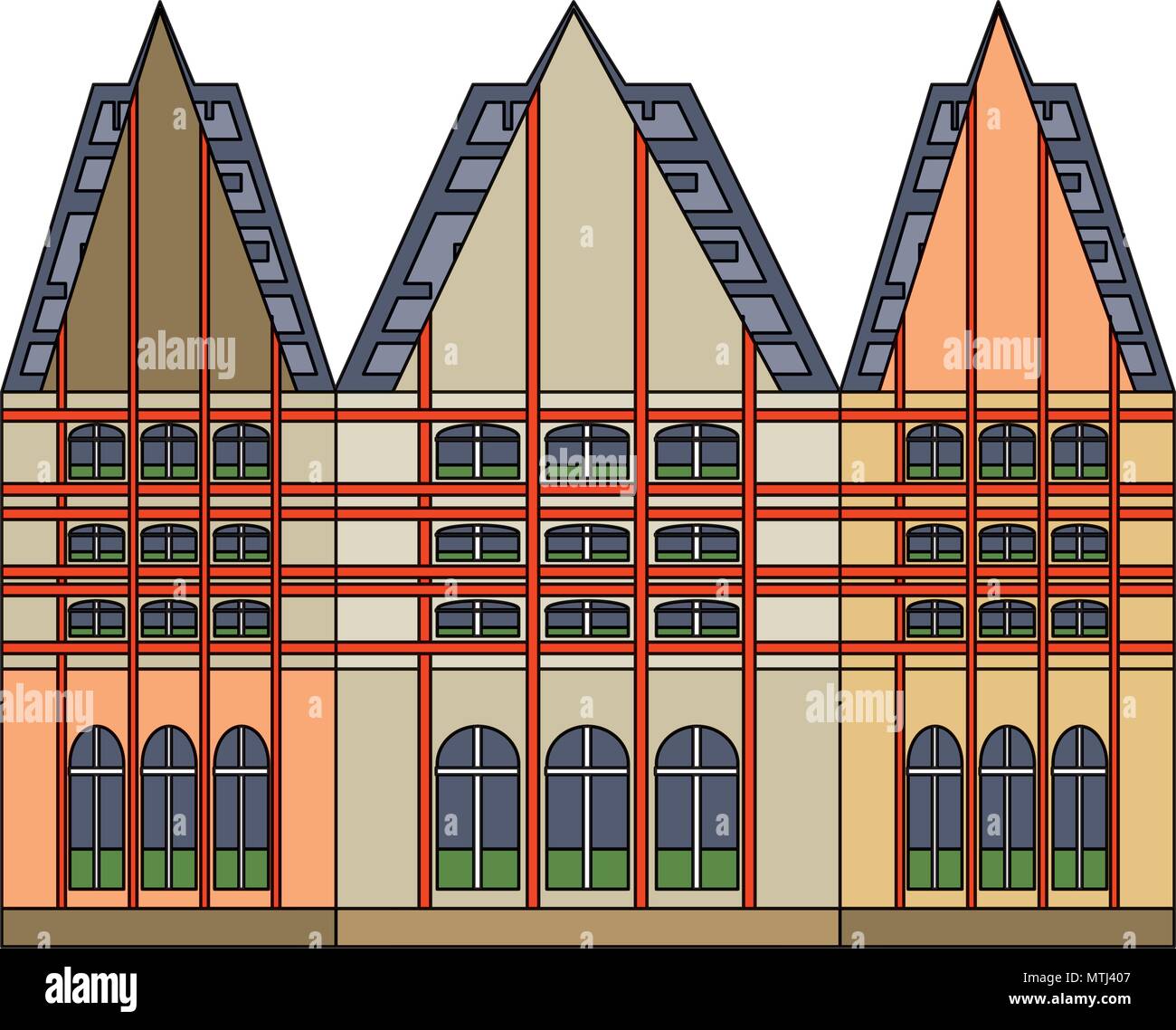 Old Traditional German Building icon over white background, colorful ...