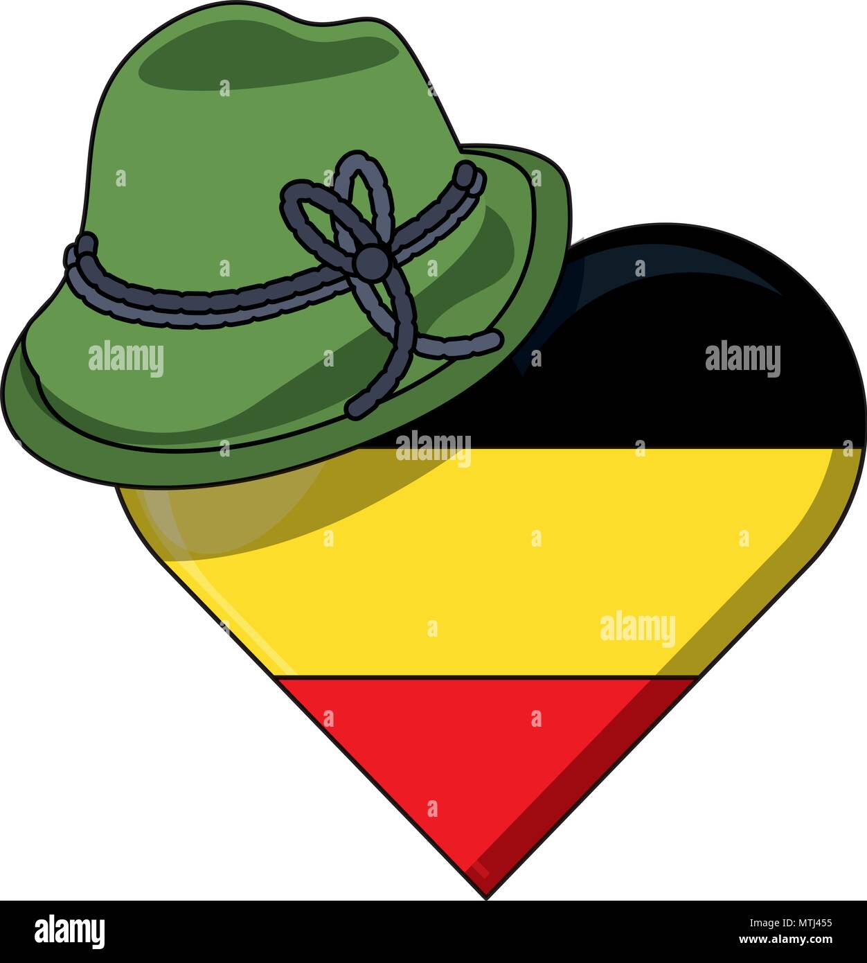 Alpine hat and german flag in heart shape over white background, vector ...