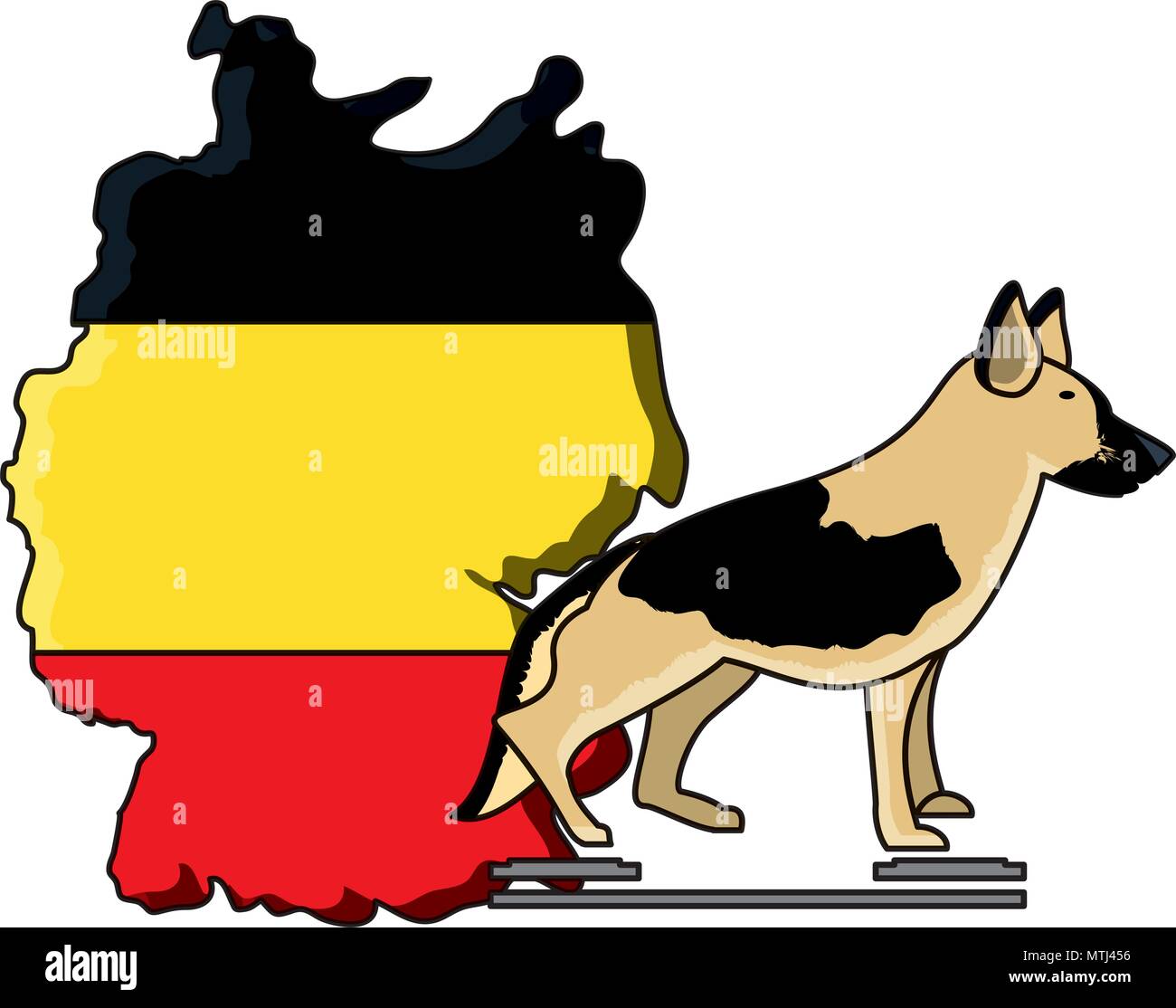 germany map and german shepherd over white background, vector ...