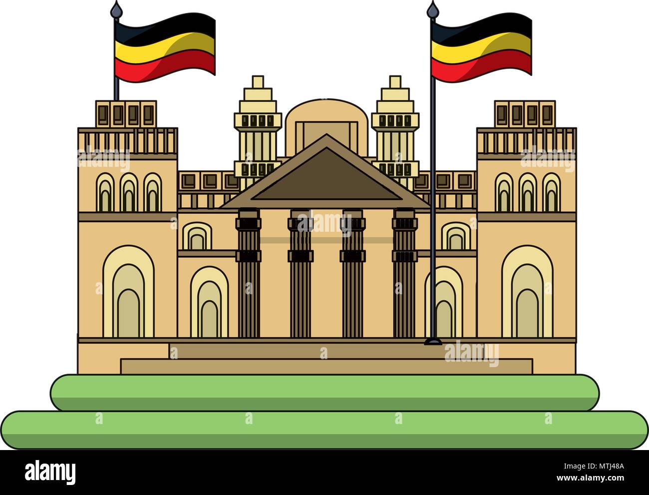 Reichstag building icon over white background, vector illustration ...