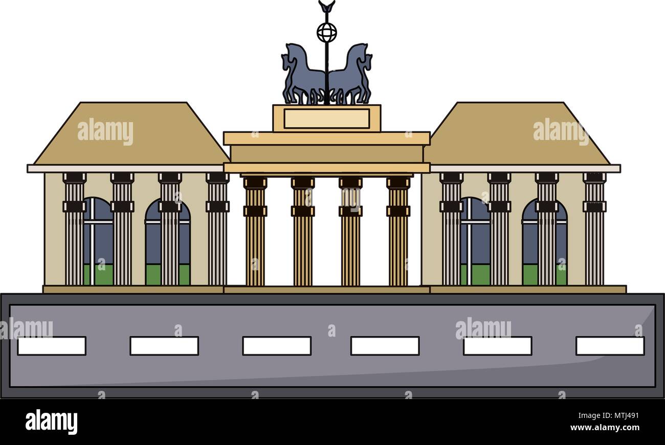 Brandenburg gate icon over white background, colorful design. vector ...