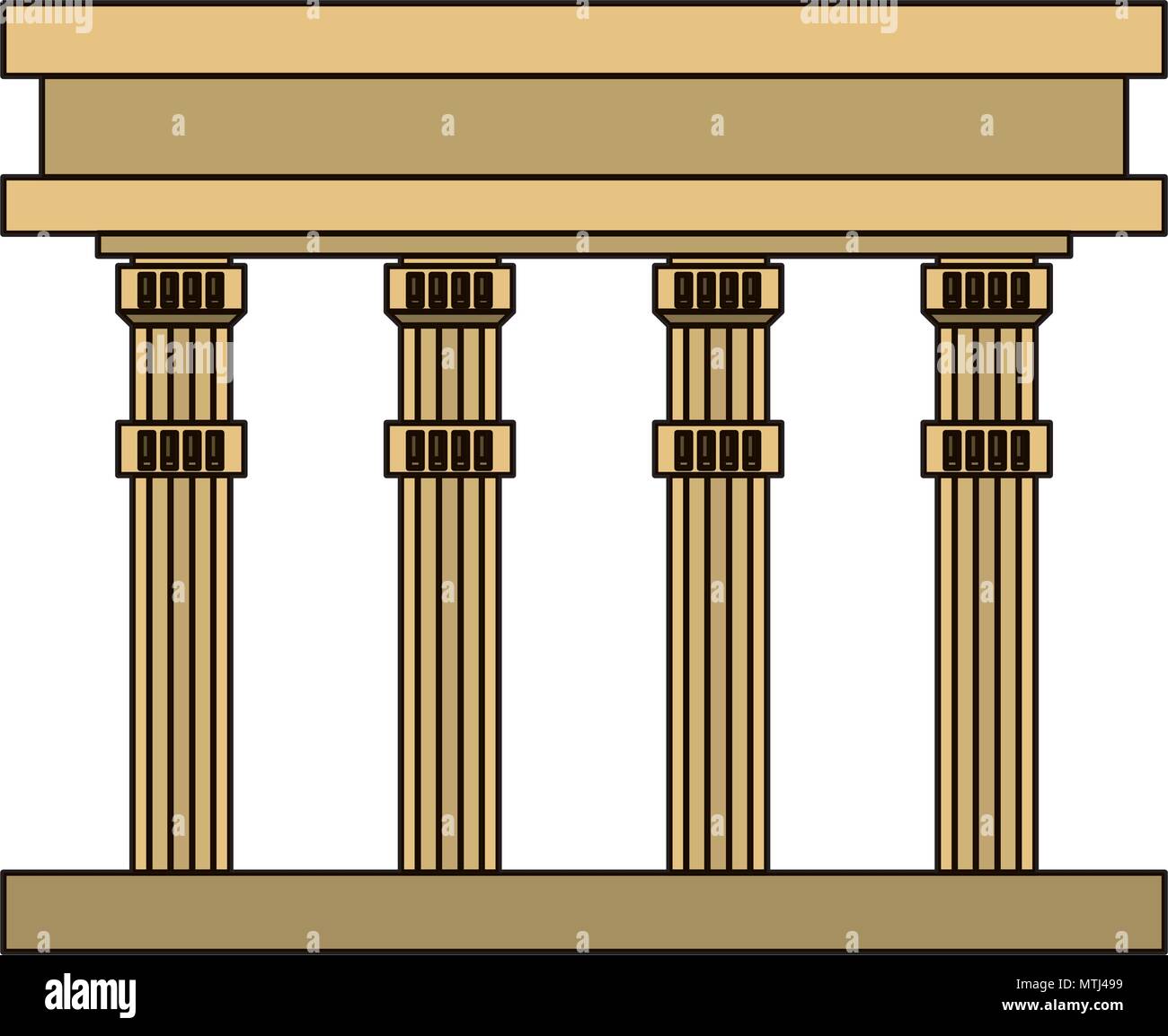 building with pillars over white background, colorful design. vector ...